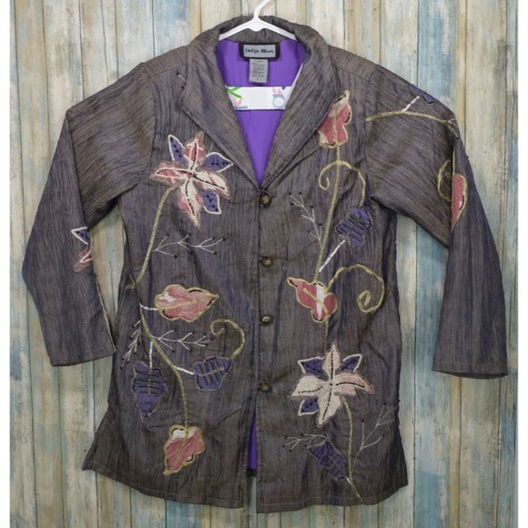 indigo moon | Jackets & Coats | Indigo Moon Size L Iridescent Floral ...